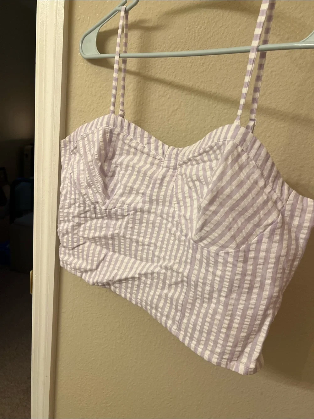 Versona | Tops | Versona Lavender White Striped Cropped Bustier Tank ...